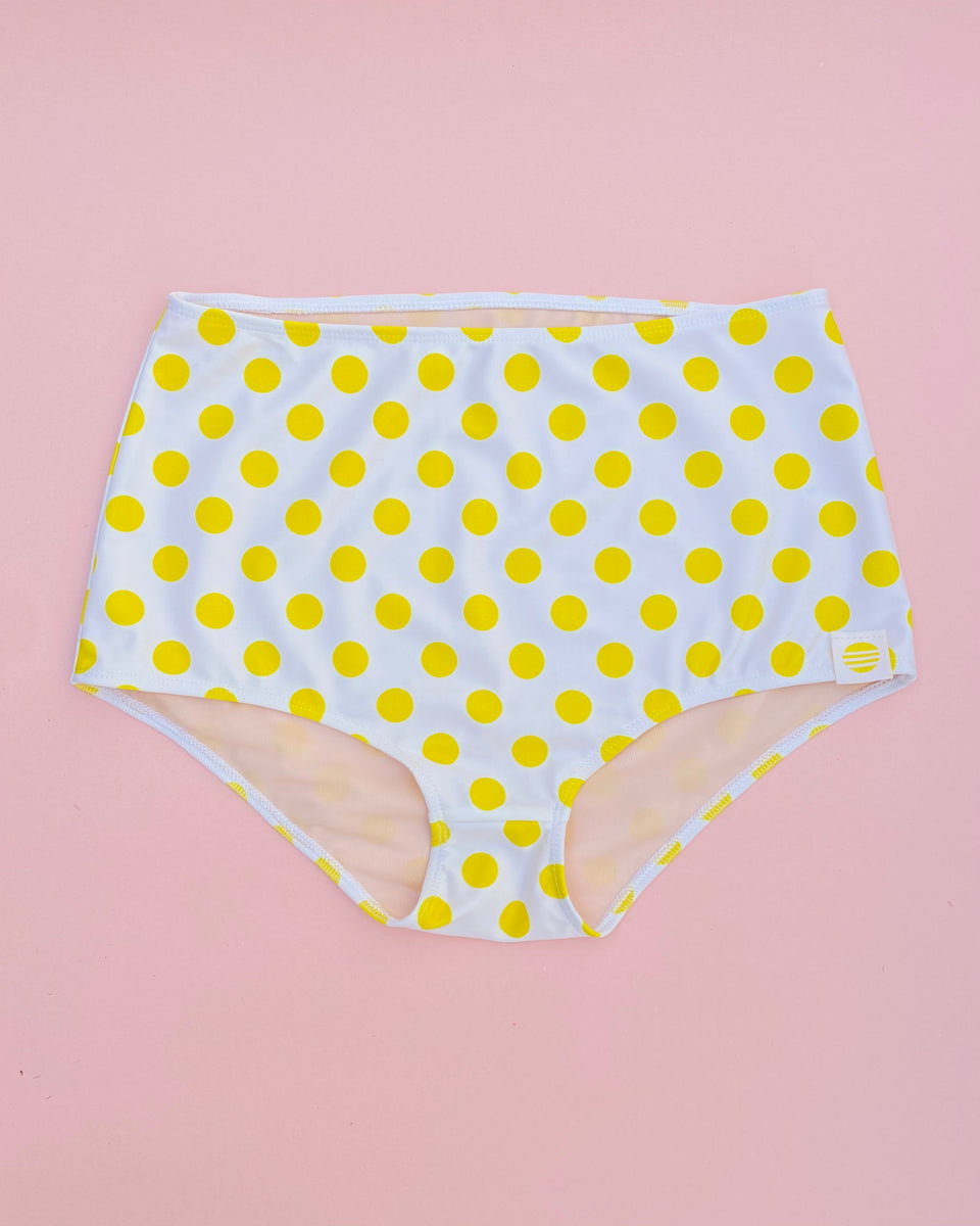 High Bottoms- Yellow Polka Dot – Teeny Weeny Bikini co.