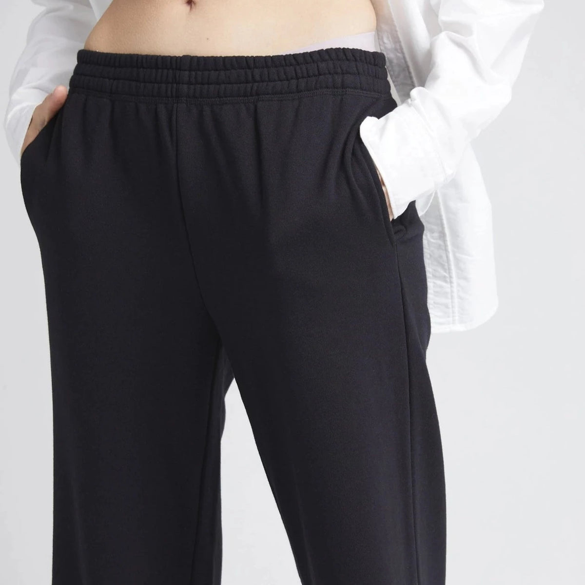 Recycled Fleece Wide Leg Pant - Black – Teeny Weeny Bikini co.